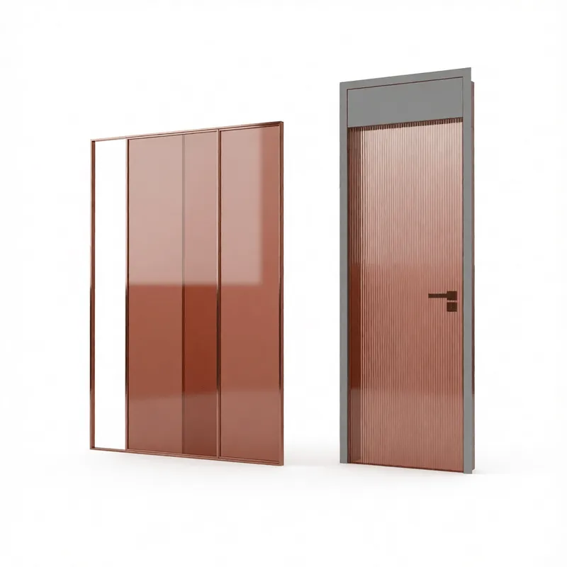 Free Ribbed Glass Door SketchUp Model | Copper Frame Interior Design